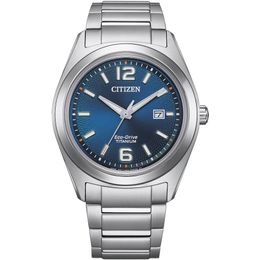 Solaruhr Citizen, silber (titansilberfarben, blau), Armbanduhren, Herren, Armbanduhr, Herrenuhr, Titan, Datum