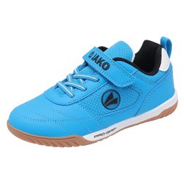 Indoorschuh Jako "J-SH WINGER EV", M&auml;dchen, Gr. 28, sky, jetschwarz, Synthetik, Textil, Schuhe, Hallenschuh, Sportschuhe, nicht abf&auml;rbende Sohle