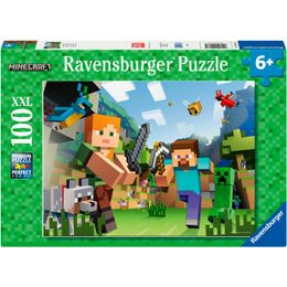 Puzzle Ravensburger "Minecraft, Steve und Alex", bunt, Puzzles, KinderB:49cm H:36cm, Pappe, 100 XXLTeile; Made in Germany, B:49cm H:36cm