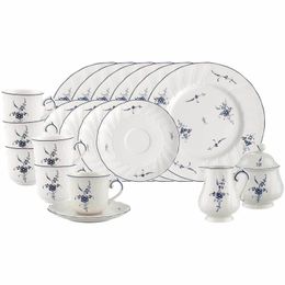 Villeroy & Boch Geschirr-Set VILLEROY & BOCH "Kaffeeservice Vieux Luxembourg 20er Set wei&szlig;-blau", bunt (wei&szlig;, blau), 20, Porzellan, Geschirr-Sets, Geschirr-Set, Sp&uuml;lmaschinengeeignet, Mikrowellengeeignet