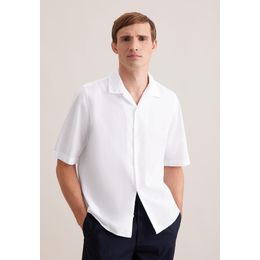 Kurzarmhemd Seidensticker, Herren, Gr. L (41-42), normale &Auml;rmell&auml;ngen, wei&szlig;, 100% Baumwolle, unifarben, regular fit, Hemden, Regular 1/2 Reverskragen Uni