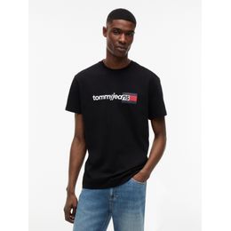 Tommy Jeans Herren T-Shirt "TJM REGULAR ENTRY DNA"schwarz, Gr. L, Single Jersey, Obermaterial: 100% Baumwolle, Shirts