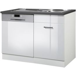 Sp&uuml;lenschrank KOCHSTATION "KS-Trier", wei&szlig; (wei&szlig; hochglanz, wei&szlig;), B:110cm H:85cm T:60cm, Holzwerkstoff, MDF, Schr&auml;nke, Sp&uuml;lenschrank, Breite 110 cm, inkl. M&ouml;belfront f&uuml;r Geschirrsp&uuml;ler