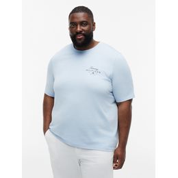 Tommy Hilfiger Big & Tall Herren T-Shirt "BT-SCRIPT STACK"breezy blau, Gr. XXL, TOMMY HILFIGER BIG & TALL, Single Jersey, Obermaterial: 100% Baumwolle, Shirts, Gro&szlig;e Gr&ouml;&szlig;en,