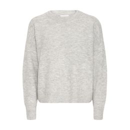 Strickpullover B.Young "Langarm BYMONNA", Damen, Gr. L, grau (mid grau melange), Obermaterial: 51% Polyacryl PAN. 28% Polyester PES. 18% Alpaka WP. 3% Elasthan EL., Pullover Strickpullover