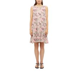 Maxikleid s.Oliver, Damen, Gr. 34, N-Gr, rosa (schwarz pomegranat aop), Web, Obermaterial: 50% Baumwolle, 50% Modal, bedruckt, k&ouml;rpernah, Rundhals, Kleider Maxikleid, Sommerkleid in Allover-Optik