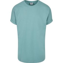 T-Shirt Urban Classics "Urban Classics Herren Long Shaped Turnup Tee", Jungen, Gr. S, glass, 100% Baumwolle, unifarben, loose fit, Rundhals, Shirts T-Shirt