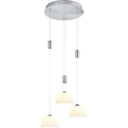 LED Pendelleuchte "ELEGANCE", nickelfarben matt, chromfarben abgesetzt, 3, &Oslash; 43cm, 1 Stk., HELL H&Ouml;LLISCH GUTES LICHT, Leuchten, dimmbar &uuml;ber Wanddimmer, H&ouml;henverstellbar, LED Pendelleuchte