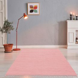 Teppich Theko "Happy Cotton Fleckerl, handgewebt" Gr. 6, rosa (ros&eacute;), B:160cm H:5mm L:230cm, Baumwolle, Teppiche, Teppich, Flachgewebe, reine Baumwolle, meliert, mit Fransen, auch als L&auml;ufer