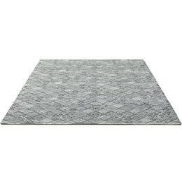 Wollteppich Theko "Molde - 14005", schwarz (schwarz, wei&szlig;), B:70cm H:5mm L:140cm, Schurwolle, Teppiche, Handweb Teppich, reine Wolle, handgewebt, Scandi Design, Rauten Muster