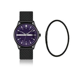 Quarzuhr MARC LAUDER "SMF7-1", lila (schwarz), Armbanduhren, Herren, Quarzuhr