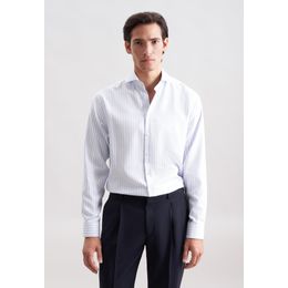 Businesshemd Seidensticker "Schwarze Rose", Herren, Gr. XL (44), normale &Auml;rmell&auml;ngen, blau, 100% Baumwolle, gestreift, regular fit, 2-Knopf-Manschette, Hemden, Regular 1/1 Kentkragen Gestreift