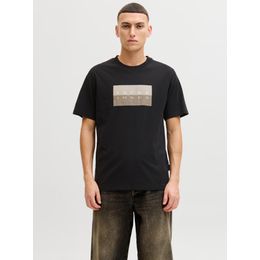 Jack & Jones Kurzarmshirt JACK & JONES "JCOFUSION DOTS PRINT TEE SS CREW SN", Jungen, Gr. L, schwarz, Jersey, Obermaterial: 100% Baumwolle, bedruckt, regular fit normal, Rundhals, Shirts, Baumwolle, regular fit