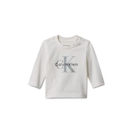 Langarmshirt Calvin Klein Jeans "MONOLOGO T-SHIRT", Jungen, Gr. 74, tofu, Jersey, Obermaterial: 94% Baumwolle, 6% Elasthan, unifarben, regular fit normal, Rundhals, eingesetzt abgesteppte Kante, Shirts Langarmshirt, Regular fit f&uuml;r Babys
