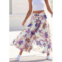 Hosenrock Lascana "mit extra weitem Bein", Damen, Gr. 46, bunt (creme, flieder, ros&eacute; bedruckt), Web, Obermaterial: 100% Polyester, bedruckt, figurumspielend kn&ouml;chelfrei, R&ouml;cke, mit floralem Druck, Culotte, luftige Sommerhose, Strandhose, Topseller