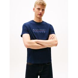 T-Shirt Tommy Jeans "TJM SLIM ENTRY DNA", Jungen, Gr. S, schwarz night navy, Single Jersey, Obermaterial: 100% Baumwolle, Rundhals, Shirts T-Shirt