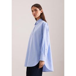 Hemdbluse Seidensticker, Damen, Gr. M (38), hellblau, 100% Baumwolle, unifarben, oversize, ohne Ausschnitt, Blusen Hemdbluse, 1/1 Kragen Uni