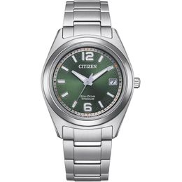 Solaruhr Citizen, silber (titansilberfarben, gr&uuml;n), Armbanduhren, Damen, Armbanduhr, Damenuhr, Titanarmband, Datum, Leuchtzeiger