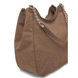 Schultertasche Vivance "Henkeltasche, Damentasche, Shopper, Einkaufstasche, Handtasche", Damen, Gr. B/H/T: 34cm x 30cm x 16cm, braun, Lederimitat, unifarben, Taschen Schultertasche, mit silberfarbenen Ketten-Details VEGAN