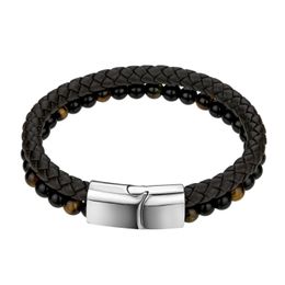 Armband MARC LAUDER "MBA05RS", braun (schwarz braun), Armb&auml;nder, Herren, 21cm, Leder, Armband