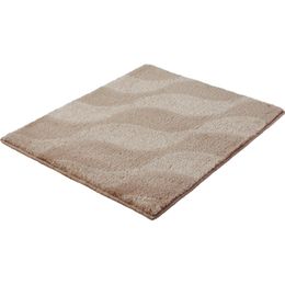 Badematte Kleine Wolke "&raquo;Onda&laquo;, Badvorleger, Badezimmer Teppich", beige (macadamia), H:15mm, Polyacryl, Badematten, Badematte, Badteppich, modernes Ton in Ton Wellendesign, flauschig