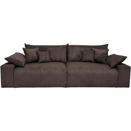 Big-Sofa Collection AB, dunkelbraun, B:302cm T:122cm, 100% Polyester, Sofas, Big-Sofa, Mega-Sofa wahlweise in Cord oder Boucl&eacute;, mit Federkern & 6 Zierkissen