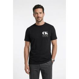 T-Shirt Calvin Klein Jeans, Jungen, Gr. M, schwarz, Jersey, Obermaterial: 100% Baumwolle, unifarben, regular fit normal, Rundhals, eingesetzt abgesteppte Kante, Shirts T-Shirt, Rundhalsausschnitt, reine Baumwolle, gro&szlig;er R&uuml;ckendruck