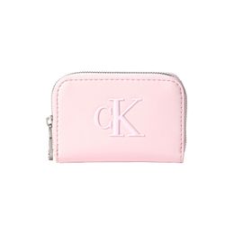 Geldb&ouml;rse Calvin Klein "BOLD CK MEDIUM ZIP AROUND", Damen, cradle pink, Lederimitat, Kleinlederwaren, Mini Portemonnaie, Geldbeutel, Money Pocket mit CK-Logo
