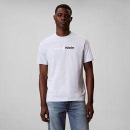 T-Shirt Calvin Klein Jeans "JEANS GRAPHICS", Jungen, Gr. XL, plein air, Web, Obermaterial: 100% Baumwolle, unifarben, regular fit normal, Rundhals, eingesetzt abgesteppte Kante, Shirts T-Shirt, Regular fit mit Markenprint