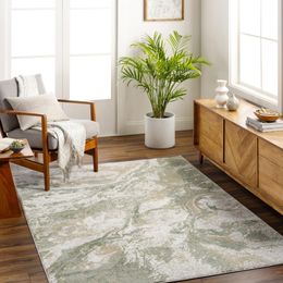 Teppich LIVABLISS "MALINDI", gr&uuml;n, B:160cm H:11mm L:213cm, Polyester, Polypropylen (PP), Teppiche, Teppich, Modern abstrakter Teppich im Marble-Look