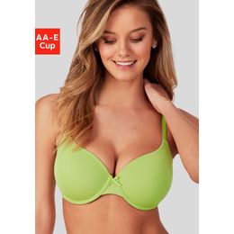 Schalen-BH Lascana "Ela - perfect basic", Damen, Gr. 75, Cup C, matchagr&uuml;n, Microtouch, Obermaterial: 82% Polyamid (TACTEL), 18% Elasthan (LYCRA), Basic, BHs Schalen-BH, mit B&uuml;gel aus seidiger Microfaser, Topseller