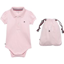 Kurzarmbody Tommy Hilfiger "POLO BODY GIFTPACK", Jungen, Gr. 86, N-Gr, precious pink, Piqu&eacute;, Obermaterial: 96% Baumwolle, 4% Elasthan, unifarben, regular fit normal, angesetztes B&uuml;ndchen, Bodys, f&uuml;r Babys, mit Geschenkbeutel