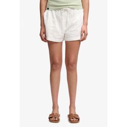 Shorts Superdry "COTTON BRODERIE BEACH SHORTS", Damen, Gr. M, N-Gr, wei&szlig;, Web, Obermaterial: 100% Seide, unifarben, regular fit normal, Hosen Shorts, mit h&uuml;bscher Lochstickerei