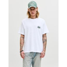 Jack & Jones T-Shirt JACK & JONES "JORMONTAUK MULTICOLOR GRAPHIC TEE CN", Jungen, Gr. M, hellwei&szlig;, Jersey, Obermaterial: 100% Baumwolle, bedruckt, relaxed fit normal, Rundhals, Shirts T-Shirt