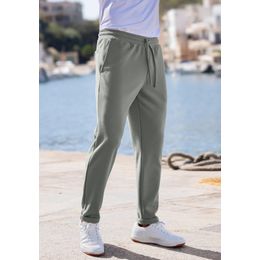 Jogger Pants John Devin "Jogg Pants", Herren, Gr. S (44/46), N-Gr, olivgr&uuml;n, Piqu&eacute;, Obermaterial: 83% Polyester, 13% Viskose, 4% Elasthan, bequem lang, Hosen, Umschlag am Beinabschluss, aus elastischer Piqu&eacute;-Qualit&auml;t