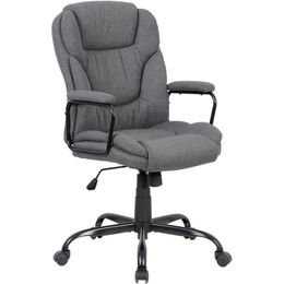 Chefsessel ByLiving "Sting", grau, schwarz, grau, B:57cm H:109cm T:67cm, Metall, Polyester, St&uuml;hle, gem&uuml;tlich gepolsterter B&uuml;rostuhl mit viele Einstellungsm&ouml;glichkeiten