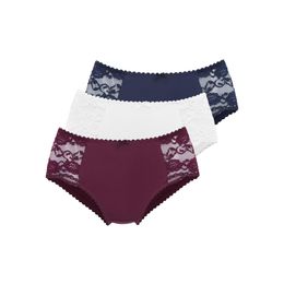 H&uuml;ftslip Petite Fleur, Damen, Gr. 32/34, marine, violett, creme, Jersey, Obermaterial: 93% Baumwolle, 7% Elasthan. Spitze: 95% Polyamid, 5% Elasthan, unifarben, k&ouml;rpernah, Unterhosen, aus elastischer Baumwoll-Qualit&auml;t