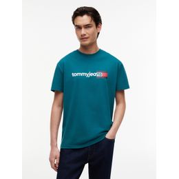 T-Shirt Tommy Jeans "TJM REGULAR ENTRY DNA", Jungen, Gr. L, polar teal, Single Jersey, Obermaterial: 100% Baumwolle, regular fit normal, Rundhals, Shirts T-Shirt