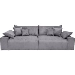 Big-Sofa Collection AB, hellgrau, B:302cm T:122cm, 100% Polyester, Sofas, Big-Sofa, Mega-Sofa wahlweise in Cord oder Boucl&eacute;, mit Federkern & 6 Zierkissen