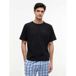 T-Shirt, Jungen, Gr. L (52), schwarz, Jersey, Obermaterial: 100% Baumwolle, Tommy Hilfiger Underwear, normal normal, Rundhals, Shirts T-Shirt, strukturiert, mit Raglan&auml;rmeln
