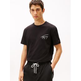 T-Shirt Tommy Jeans "TJM SIGN BACKPRINT", Jungen, Gr. XXL, schwarz, Single Jersey, Obermaterial: 100% Baumwolle, regular fit normal, Rundhals, Shirts T-Shirt, mit R&uuml;ckenprint, regular fit, Rundhals