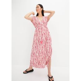 bonprix Damen Maxikleidviolett, natur bedruckt, Gr. 50, Obermaterial: 100% Viskose, Kleider, mit Batik-Print, ausgestellte Passform, aus Viskose,