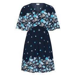 Midikleid Kaffe "Kleid KArosine", Damen, Gr. 38, N-Gr, blau (midnight marine border flower), Obermaterial: 88% Viskose CV. 12% Polyamid PA., Kleider Midikleid