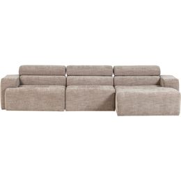 Ecksofa Woood "Novi Chaiselongue Bezug mit verstellbarer Nackenst&uuml;tze 300x173x73 cm", beige (natur meliert), B:300cm H:73cm T:173cm, Sofas, Ecksofa, Rechts, Tragkraft 360 kg, Gute Verschlei&szlig;festigkeit, Melange-Webstoff