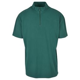 T-Shirt Urban Classics "Urban Classics Herren Boxy Zip Pique Tee", Jungen, Gr. L, gr&uuml;n, 100% Baumwolle, unifarben, oversize, amerikanischer Ausschnitt, Shirts T-Shirt