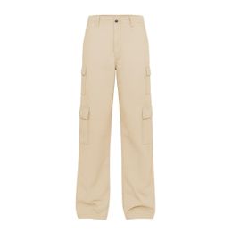 Cargohose Karl Kani "Karl Kani Small Signature Washed Cargo Pants", Damen, Gr. L, US-Gr&ouml;&szlig;en, beige, 100% Baumwolle, relaxed fit, Hosen Cargohose