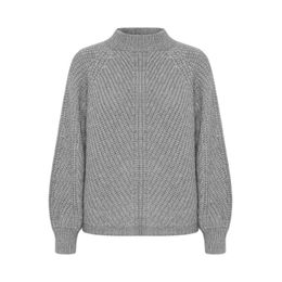 Strickpullover B.Young "Langarm BYOKSANA", Damen, Gr. XL, grau (mid grau melange), Obermaterial: 55% Polyacryl PAN. 21% Polyester PES. 16% Polyamid PA. 8% Wolle mw., Pullover Strickpullover