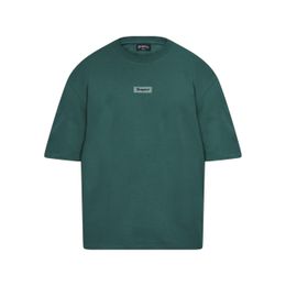 T-Shirt DROPSIZE "Dropsize Herren Heavy Oversize Front Rubber Patch T-Shirt", Jungen, Gr. L, gr&uuml;n, 100% Baumwolle, bedruckt, oversize, Rundhals, Shirts T-Shirt