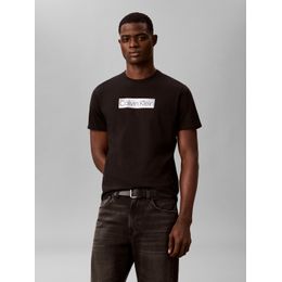 T-Shirt Calvin Klein, Jungen, Gr. M, schwarz, Jersey, Obermaterial: 100% Baumwolle, unifarben, regular fit normal, Rundhals, abgesteppte Kante, Shirts T-Shirt, Reine Baumwolle, Regular Fit, Glanzdruck