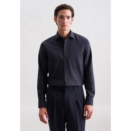 Flanellhemd Seidensticker "Schwarze Rose", Herren, Gr. L (42), normale &Auml;rmell&auml;ngen, dunkelblau, 100% Baumwolle, unifarben, regular fit, 2-Knopf-Manschette, Hemden, Regular 1/1 Kentkragen Uni
